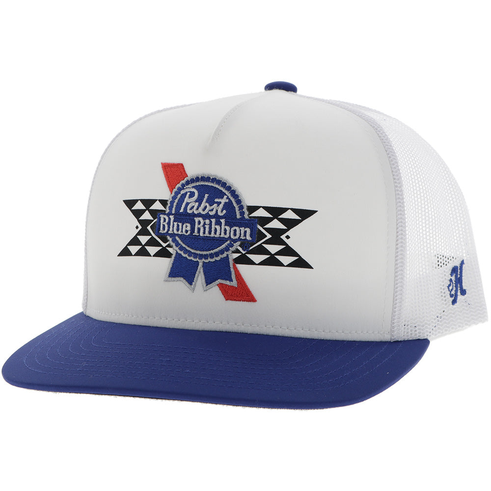 "Pabst Blue Ribbon" Hat White w/Blue & Red Patch