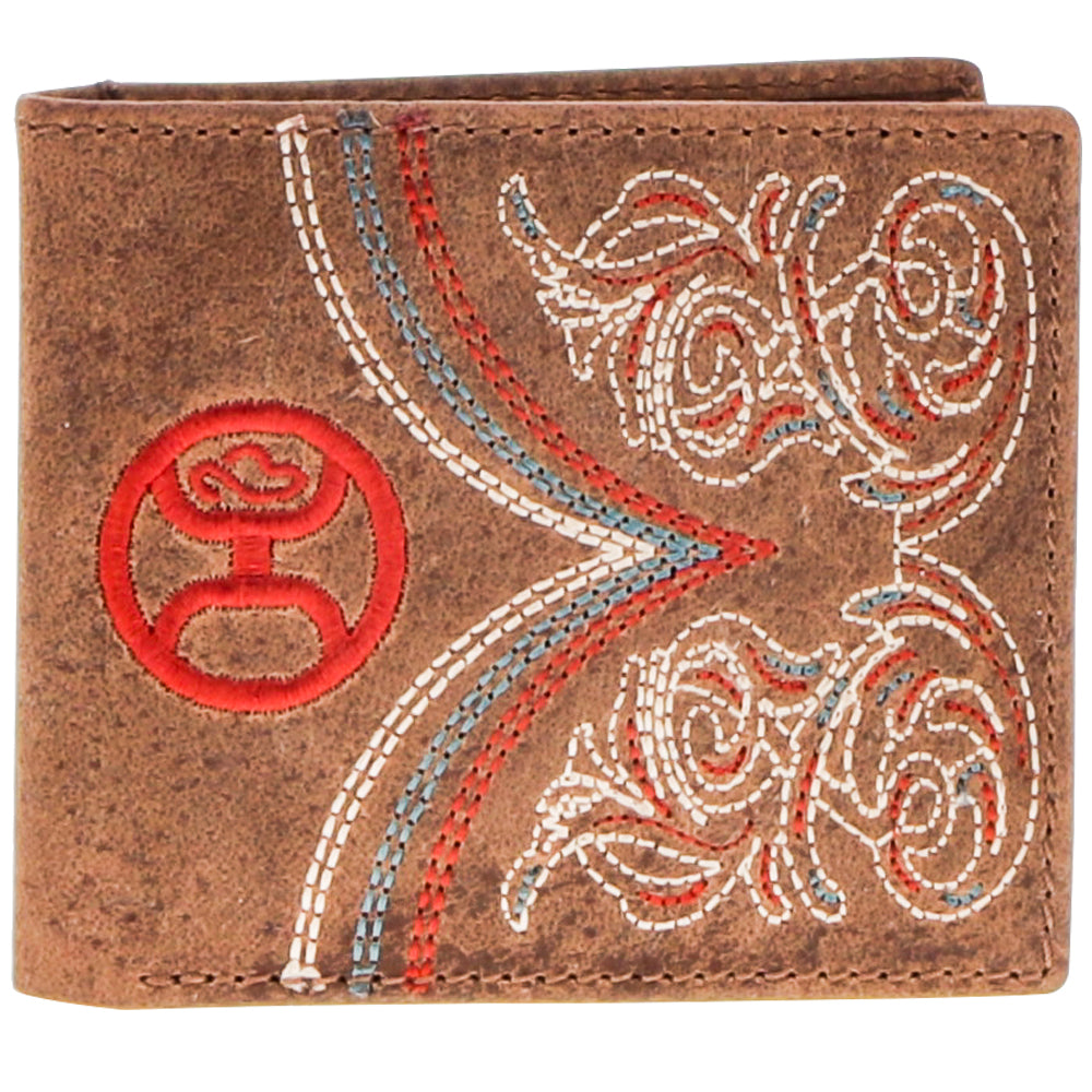 "Ranger" Tan w/Embroidered Accents Bifold Hooey Wallet
