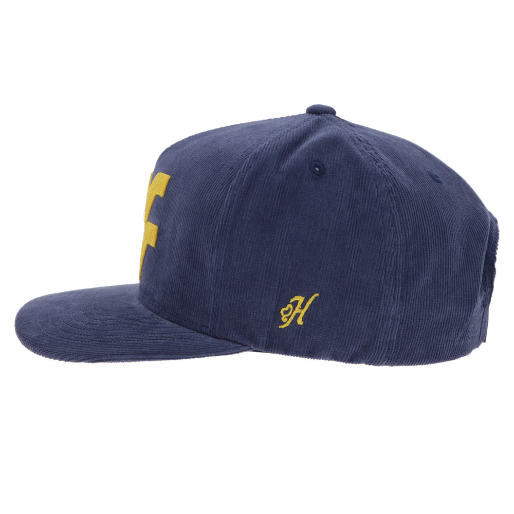 West Virginia University Hat Navy Corduroy w/ Yellow WV Logo