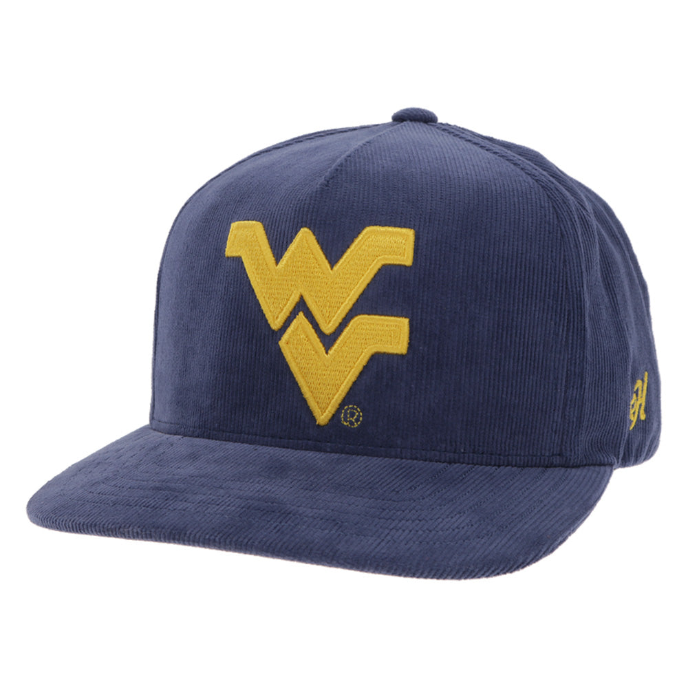 West Virginia University Hat Navy Corduroy w/ Yellow WV Logo