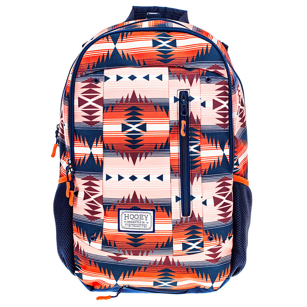 "Rockstar" Hooey Backpack Navy & Coral w/Aztec