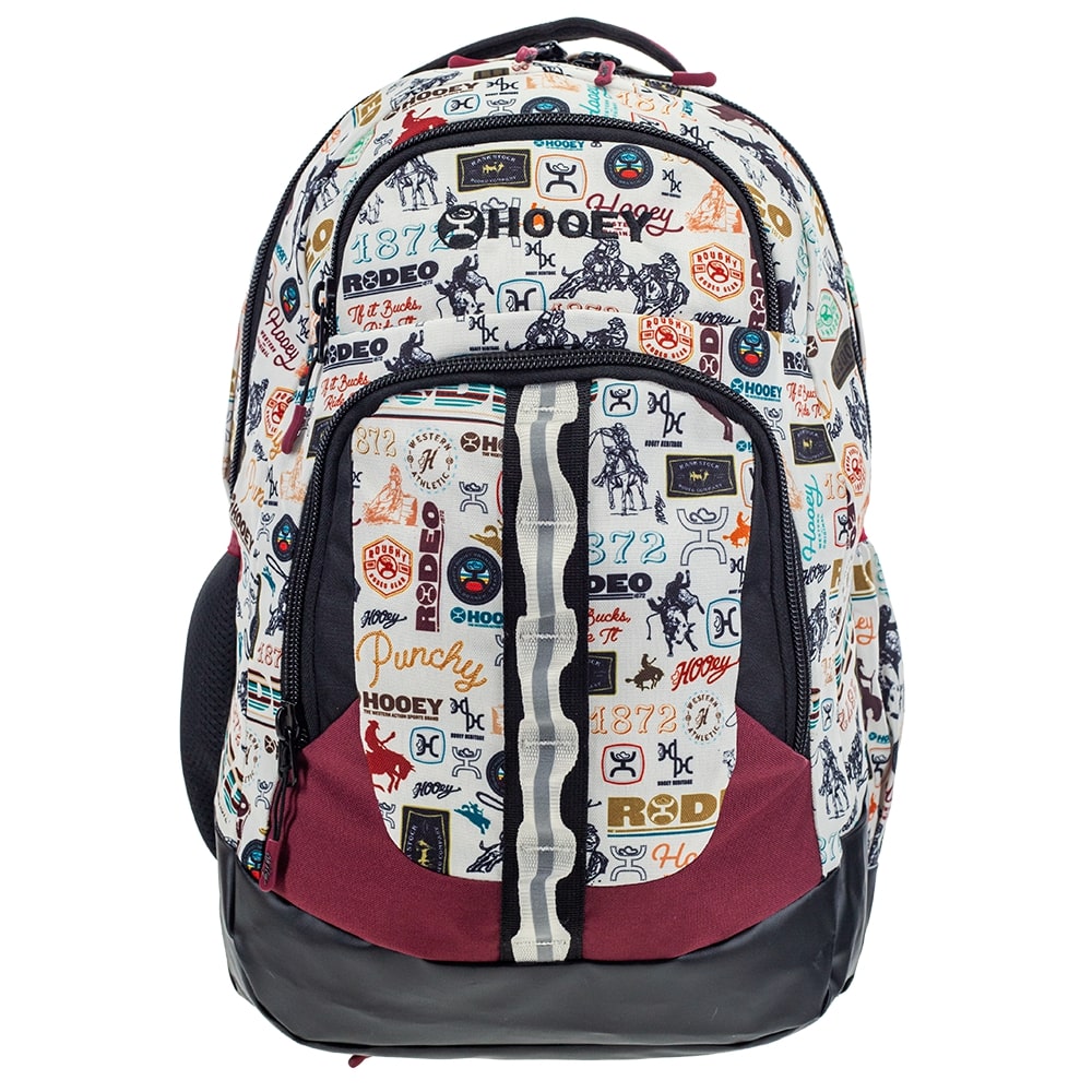 "Ox" Hooey Backpack Cream/Black w/Rodeo Pattern
