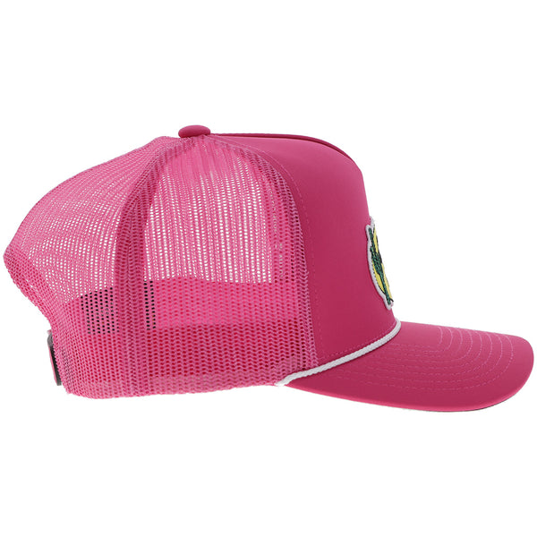 "CR112" Cactus Ropes Hat Pink w/ Yellow/Black Oval Patch – Hooey