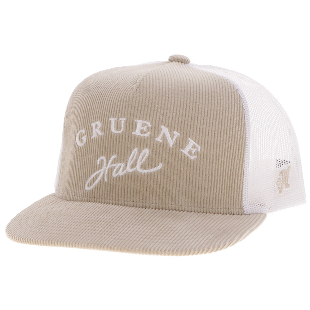"Gruene Hall" Hat Tan Corduroy w/White Embroidery