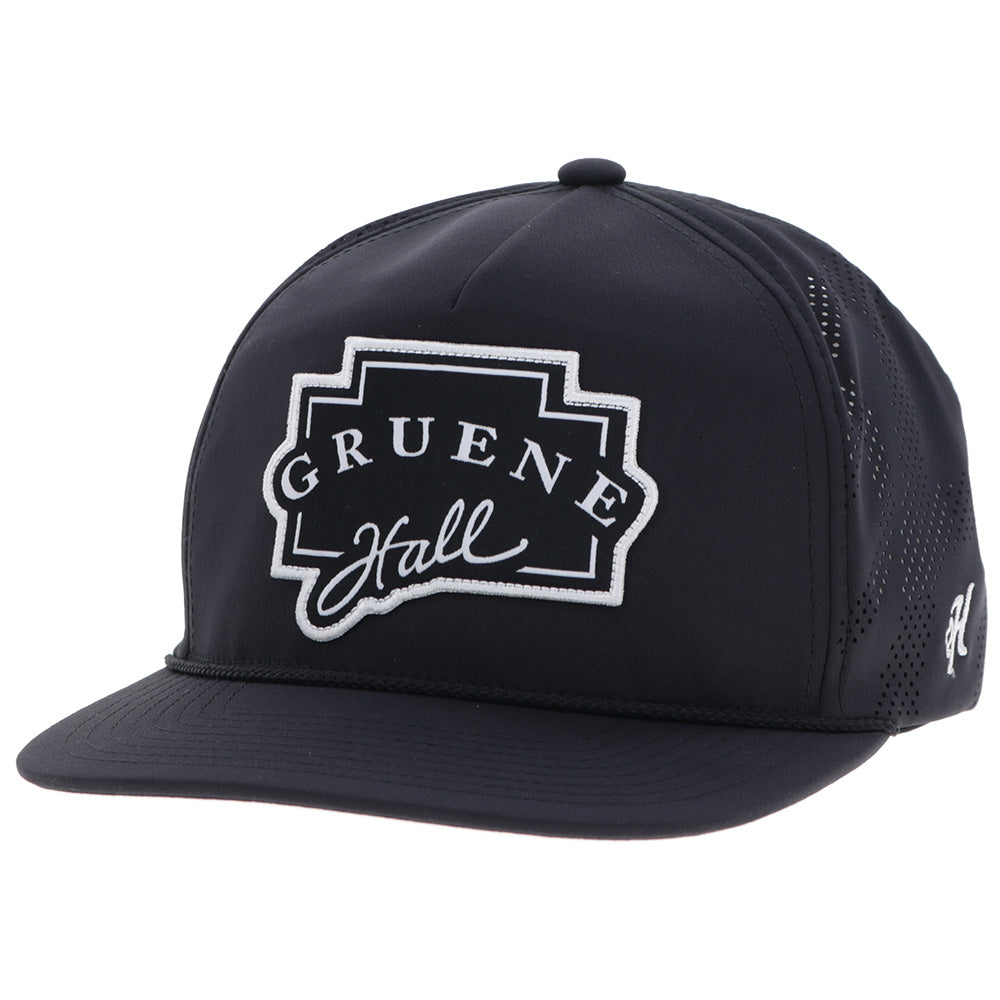 "Gruene Hall" Hat Black w/White Patch