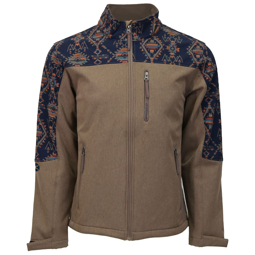 "Jackson" Softshell Jacket Brown w/ Aztec Pattern