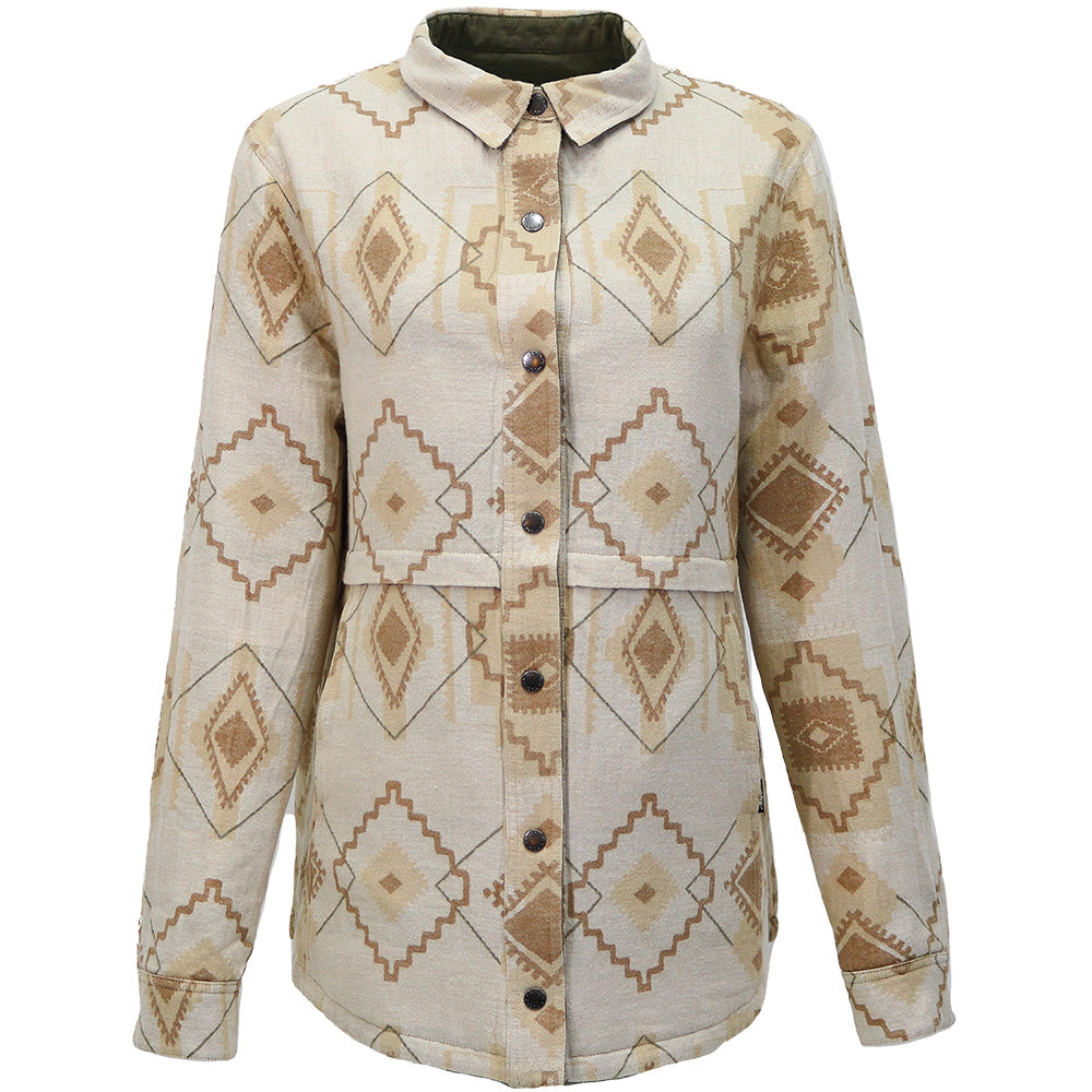 "Bandera" Reversible Barn Jacket Olive w/Cream & Tan Aztec