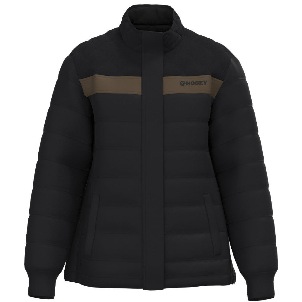 "Banff" Puffer Jacket Black w/ Brown accents