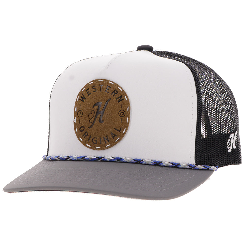 "Spur" Hat White/Charcoal w/Leather