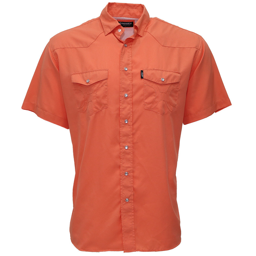 "Sol" Orange Short Sleeve Pearl Snap Shirt