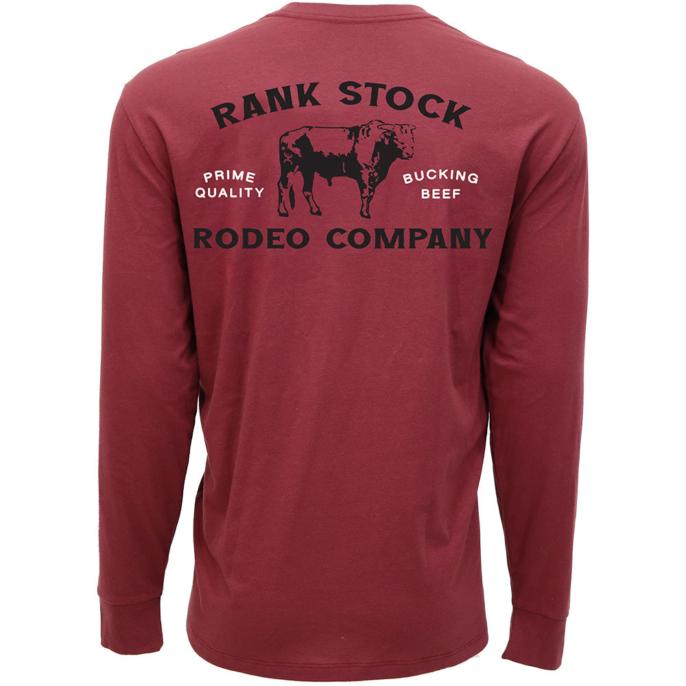 "Rank Rodeo" Long Sleeve T-shirt Burgundy w/Black Logo