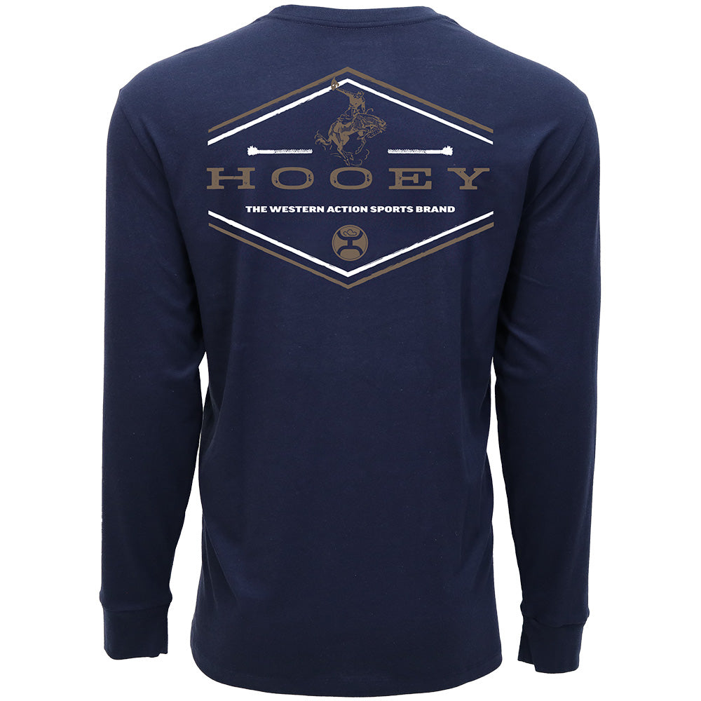 "Hooey Rocks" Long Sleeve T-shirt Navy w/Brown & White Logo