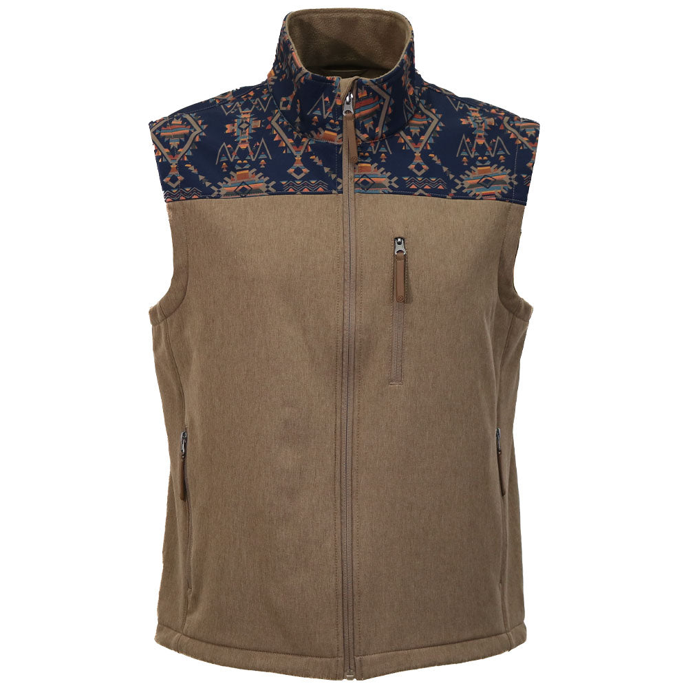 "Jackson" Softshell Vest Brown w/Aztec Pattern