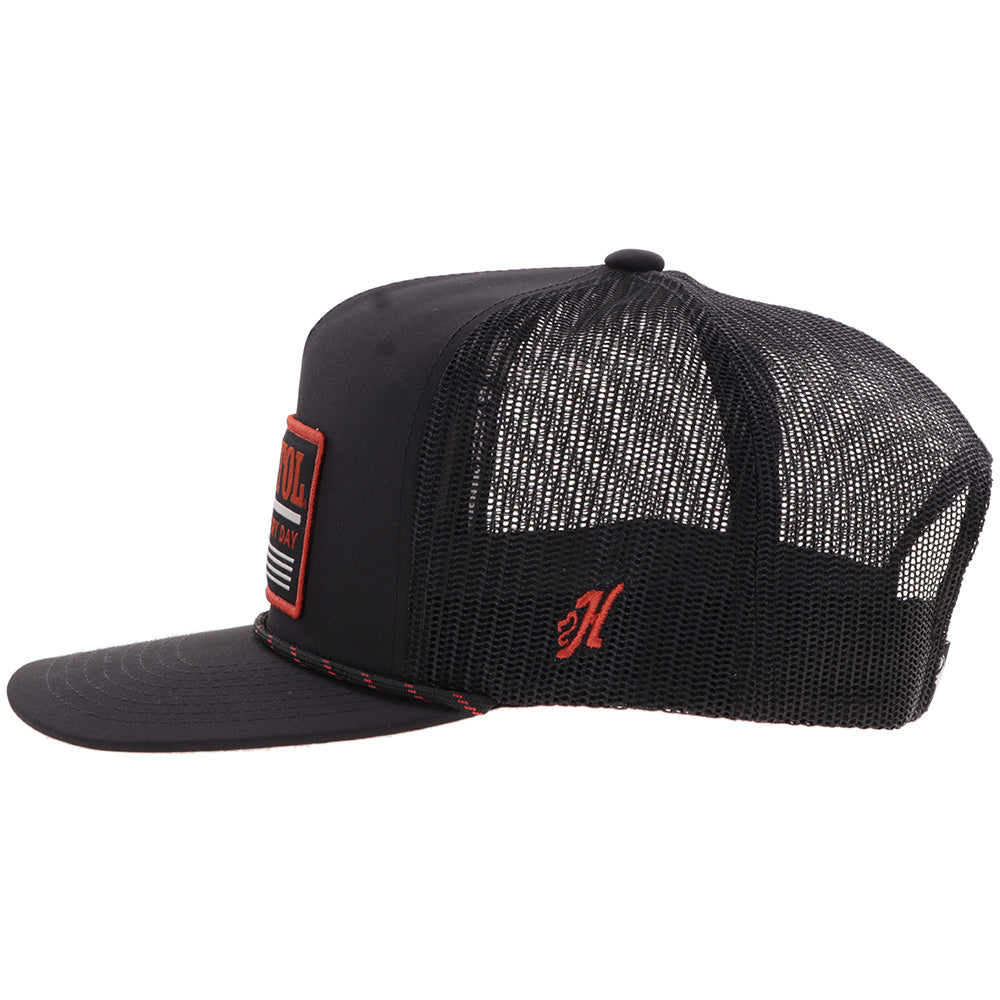 "Resistol" Hat Black w/Black & Red Patch
