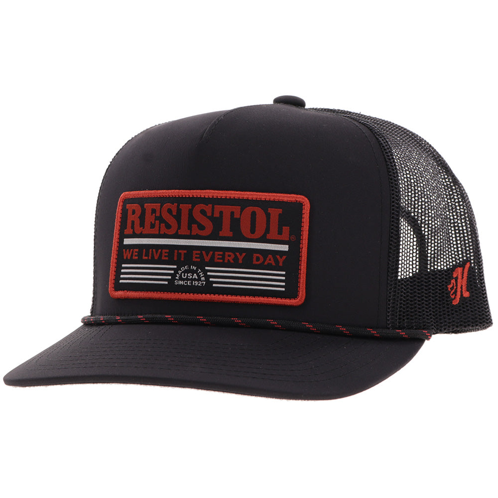 "Resistol" Hat Black w/Black & Red Patch