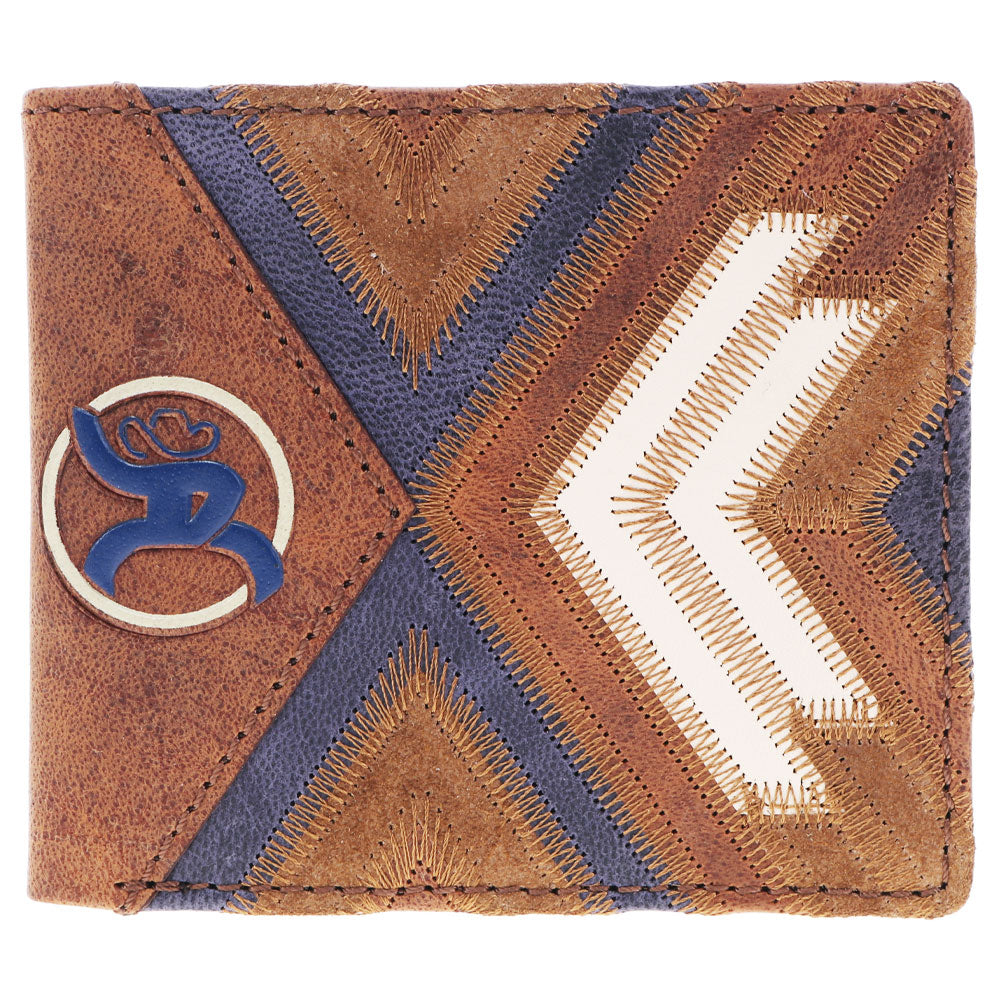 "Kamali" Brown/Blue & Ivory Bifold Patchwork Wallet