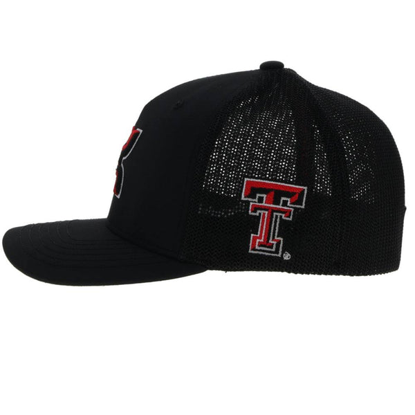 Texas Tech University Flexfit Hat Black/White w/ Red & White Hooey Log