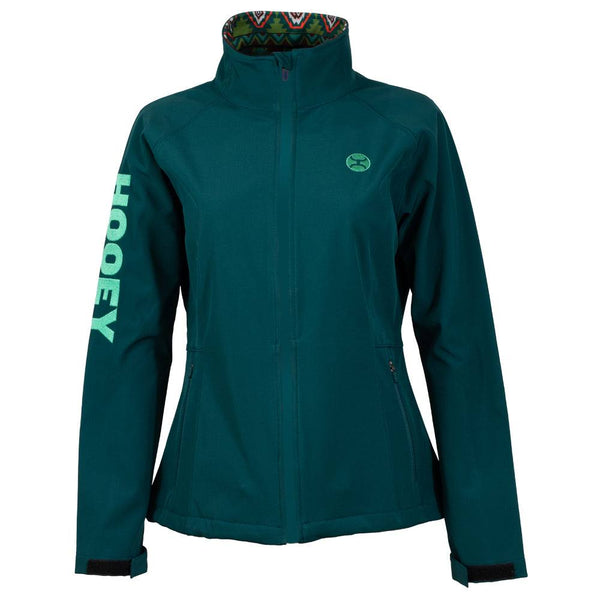 Youth "Girls Soft Shell Jacket" Teal w/Multi Color Pattern Lining – Hooey